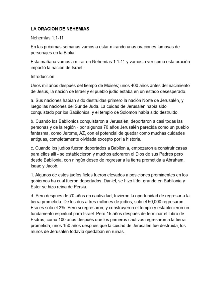 La Oración Transformadora de Nehemías | PDF | Jesús | Pecado