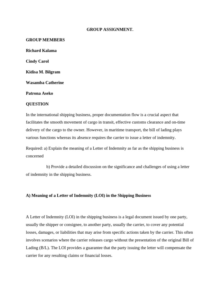 Shipping Agency Operation Assignment | PDF | Cargo | Insurance