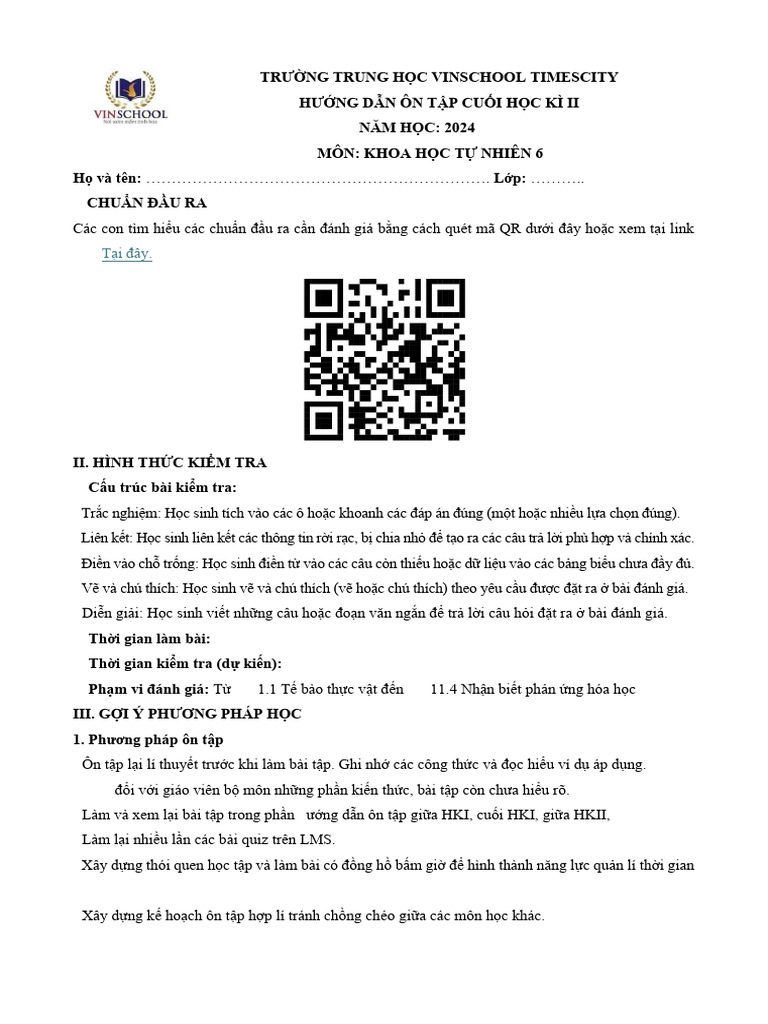 HDOT_KHTN 6_CK2 năm học 24-25 (1) | PDF