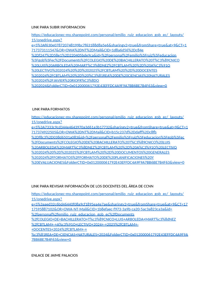 Link para Subir Informacion | PDF