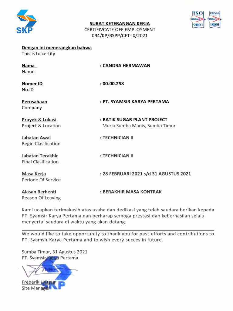 Data Chandra Hermawan | PDF
