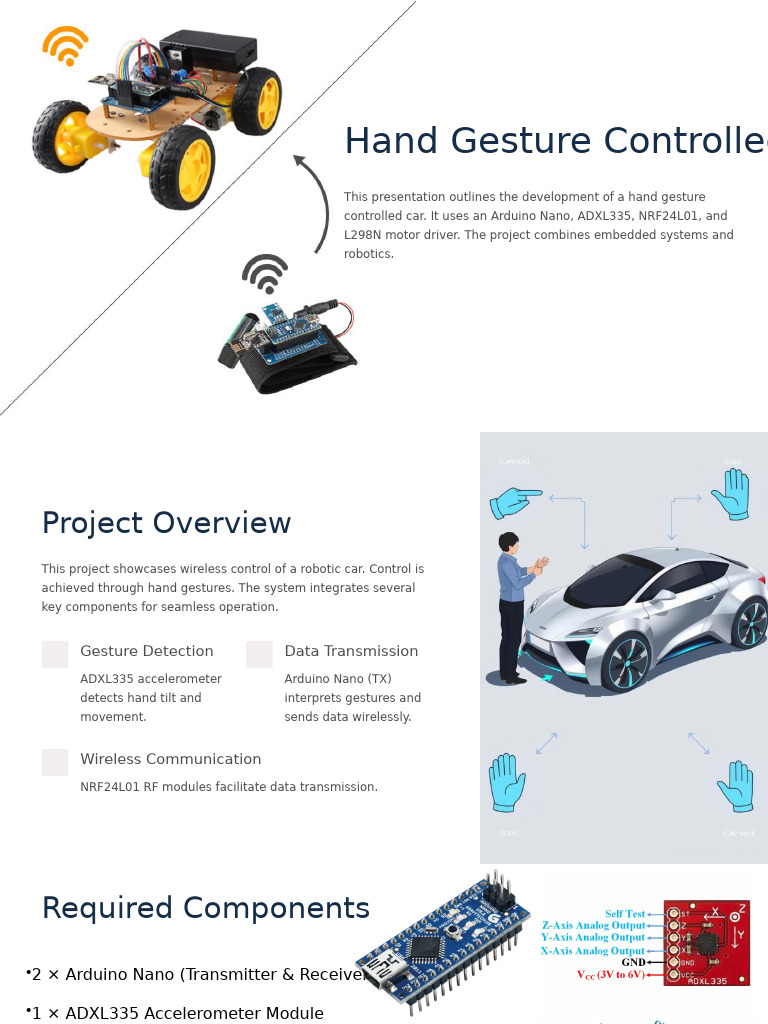 Hand Gesture Controlled Car Project | PDF | Wireless | Accelerometer