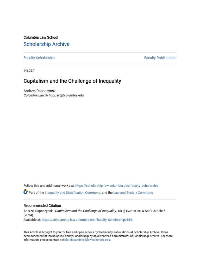 Capitalism and The Challenge of Inequality | PDF | Poverty ...