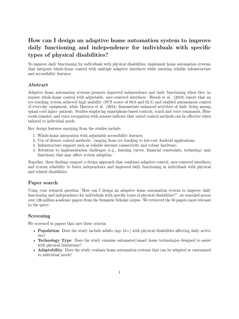 Elicit - Adaptive Home Automation For Disability Independen - Report ...