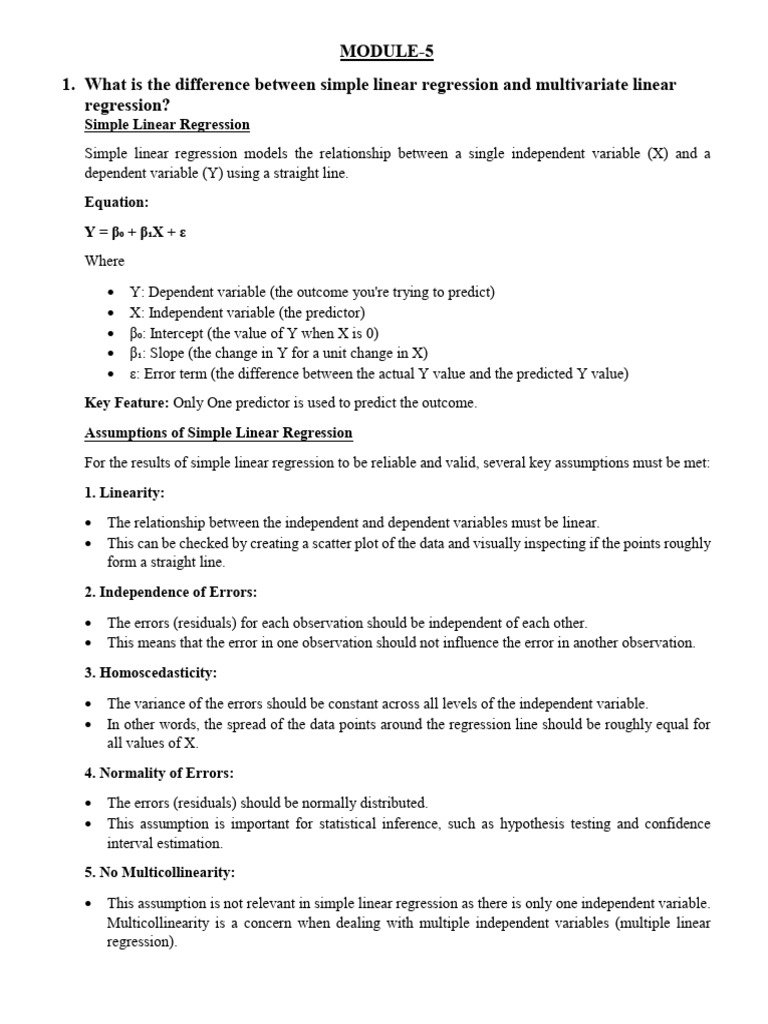 Data Science Module 5 q & A | PDF | Linear Regression | Errors And Residuals