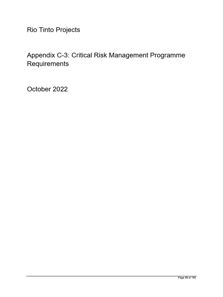 Appendix C-3 Critical Risk Management Programme | PDF | Risk Management ...