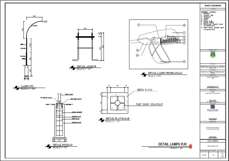 SHOP DRAWING INFRA-AR-1001 DETAIL LAMPU PJU | PDF