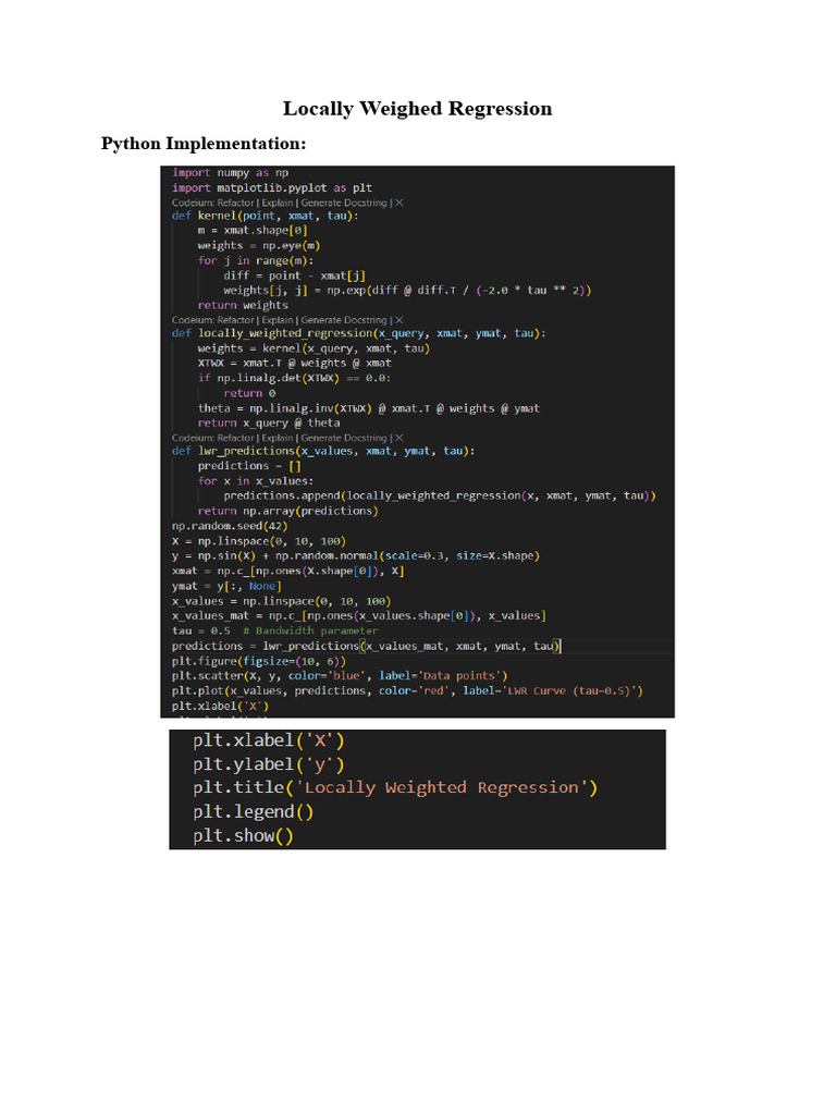 Locally Weighed Regression | PDF