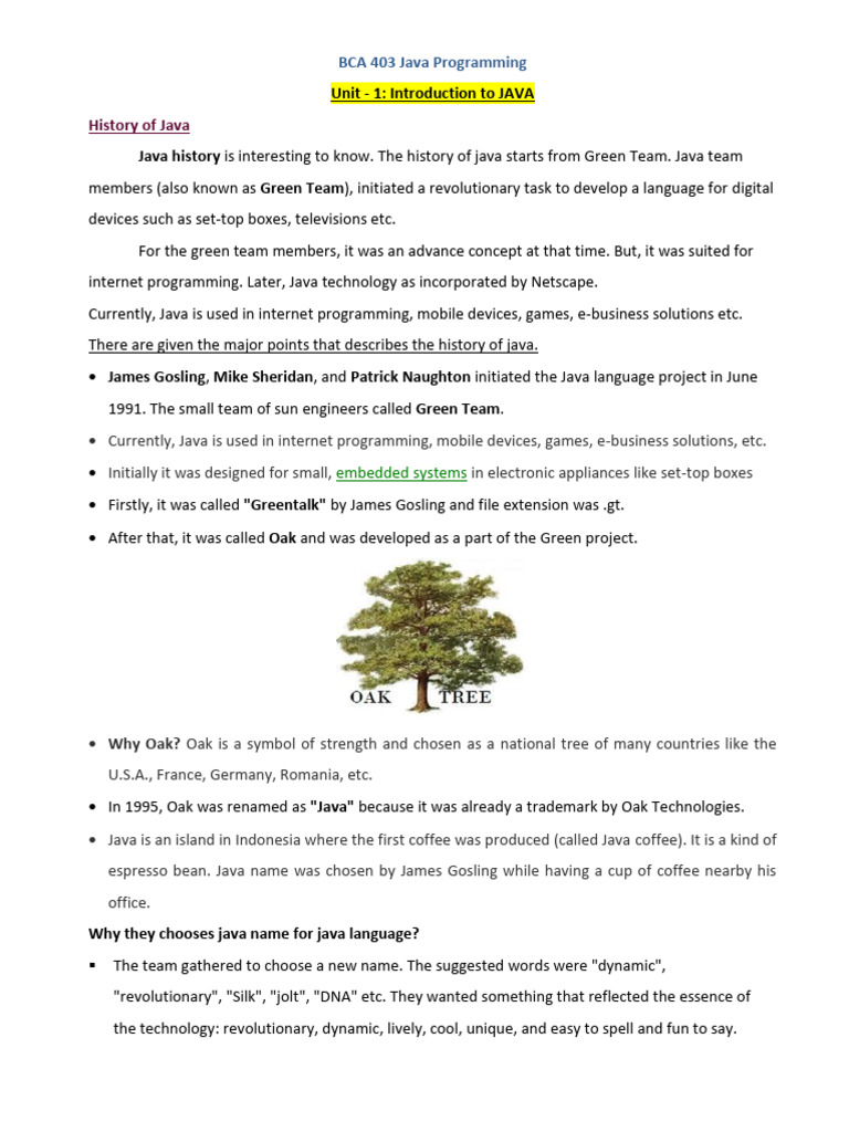 Unit 1 Introduction To JAVA | PDF | Java Virtual Machine | Java (Programming Language)