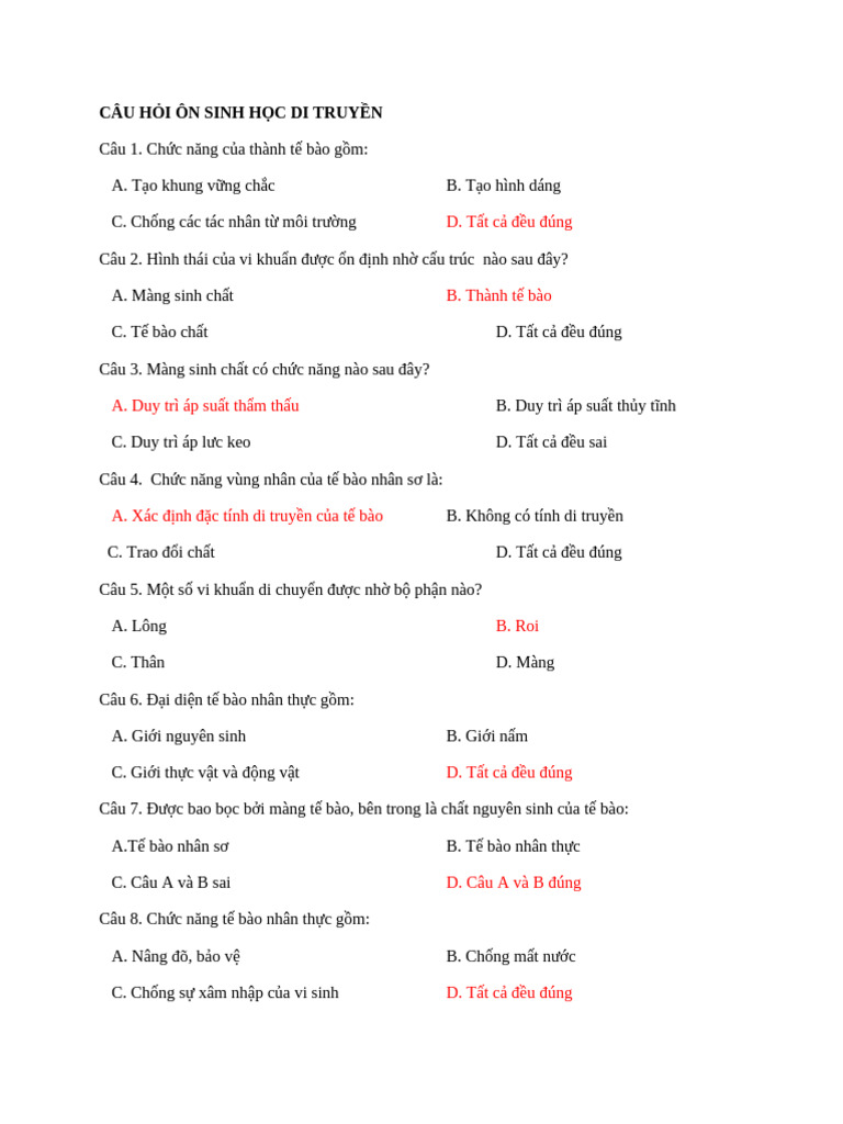 Câu Hỏi Ôn SHDT - VSKS | PDF
