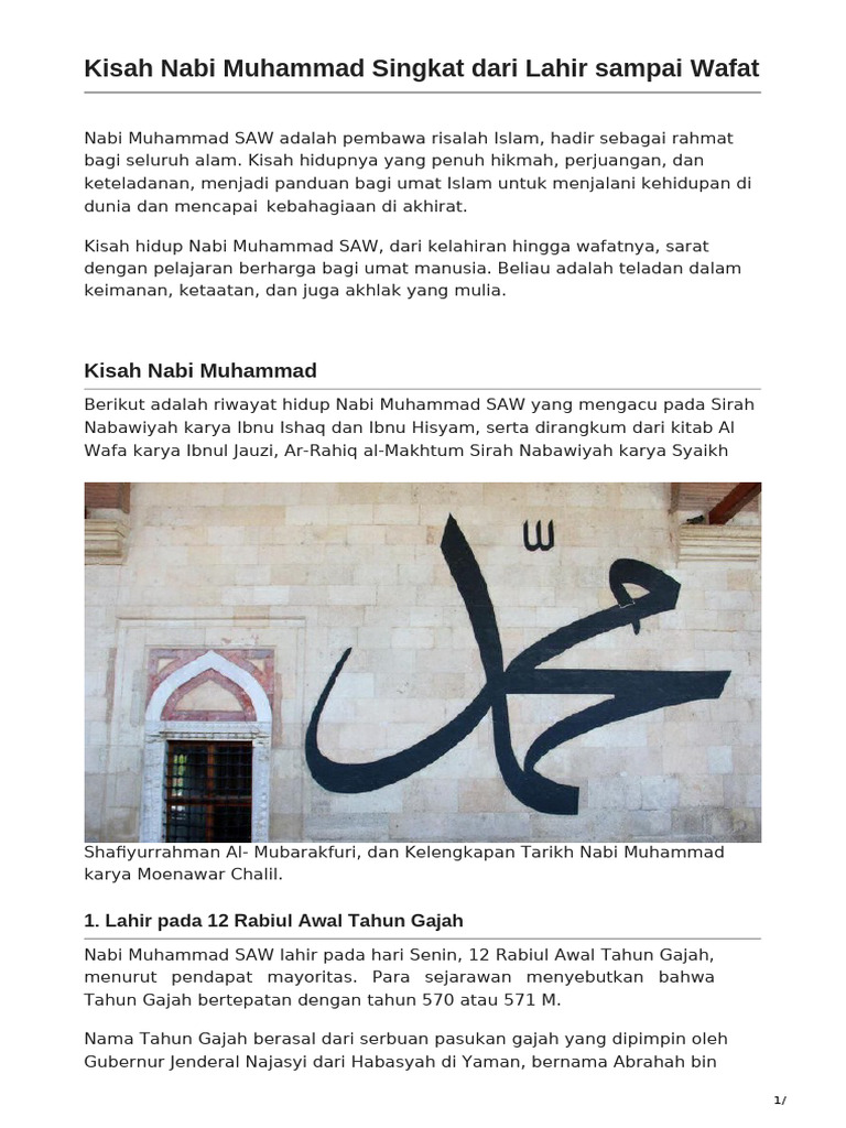 detik.com-Kisah Nabi Muhammad Singkat dari Lahir sampai Wafat | PDF