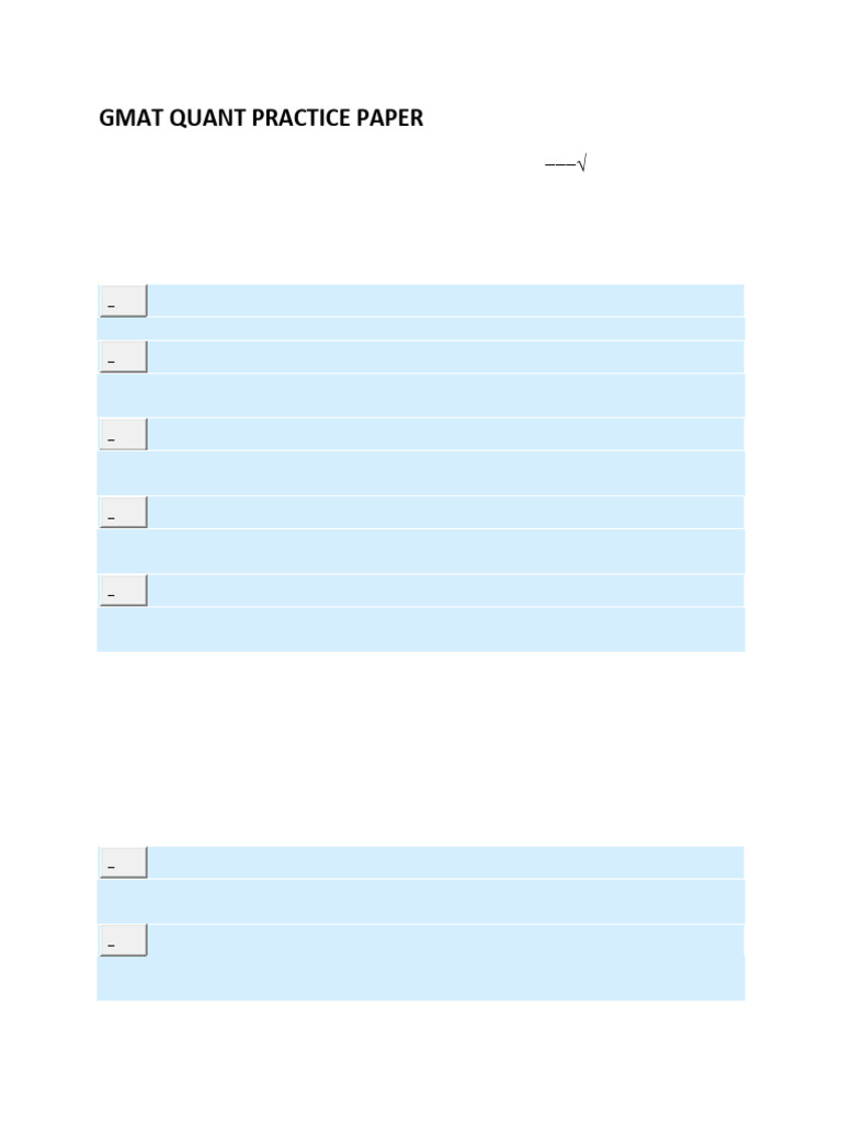 GMAT Quant Practice Paper 2 | PDF | Mathematics | Grammar