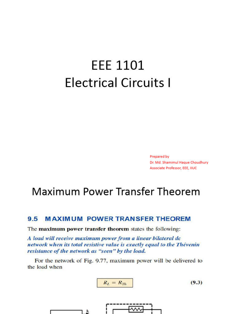 After Mid Maximum Power Transfer Theorem | PDF