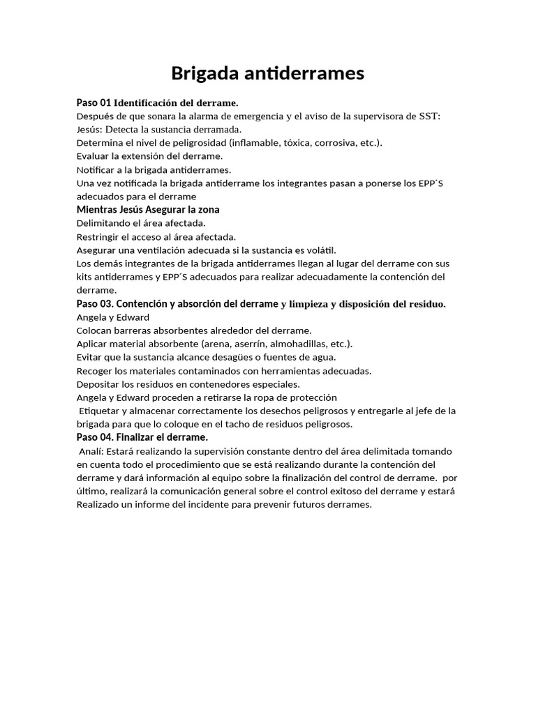Brigada Anti Derrame Los Pasos | PDF