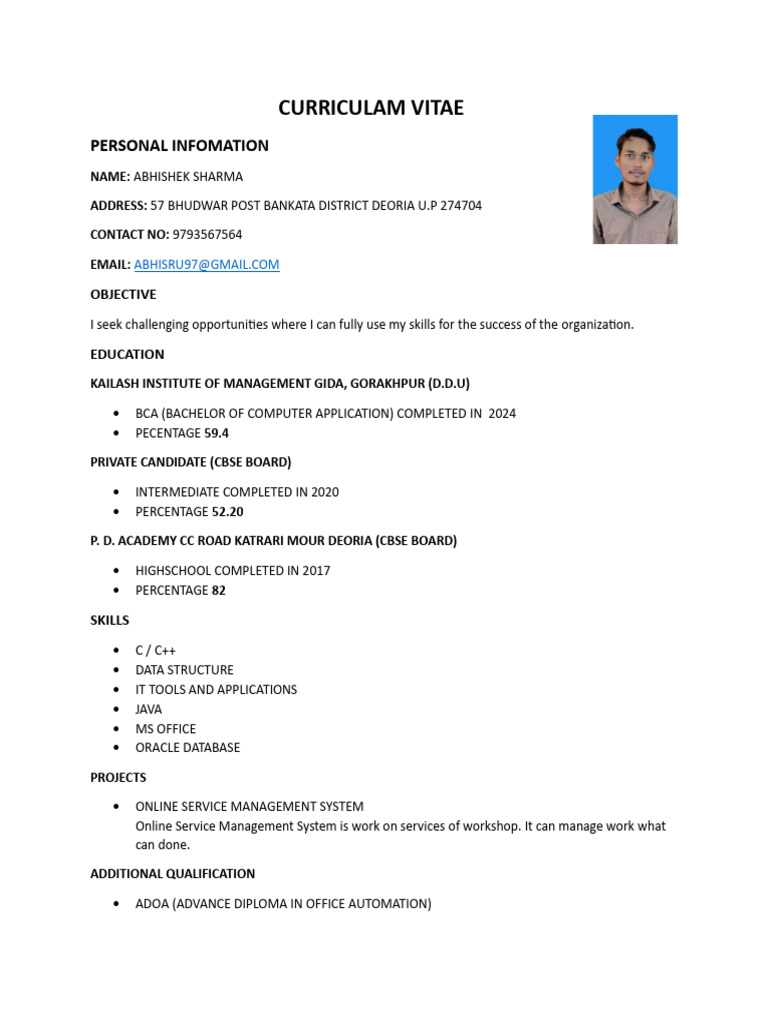 Abhishek Sharma Cv-1 | PDF