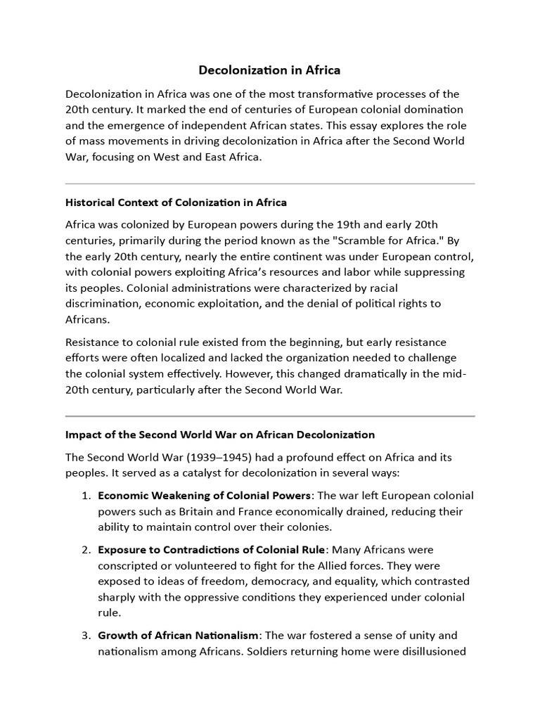 Decolonization Movements in Africa | PDF | Decolonization | Julius Nyerere