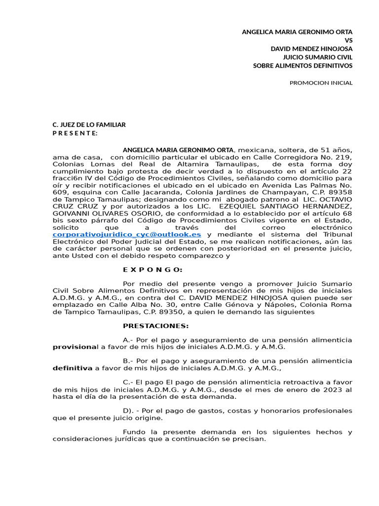 ANGELICA MARIA GERONIMO ALIMENTOS | PDF | Pensión alimenticia