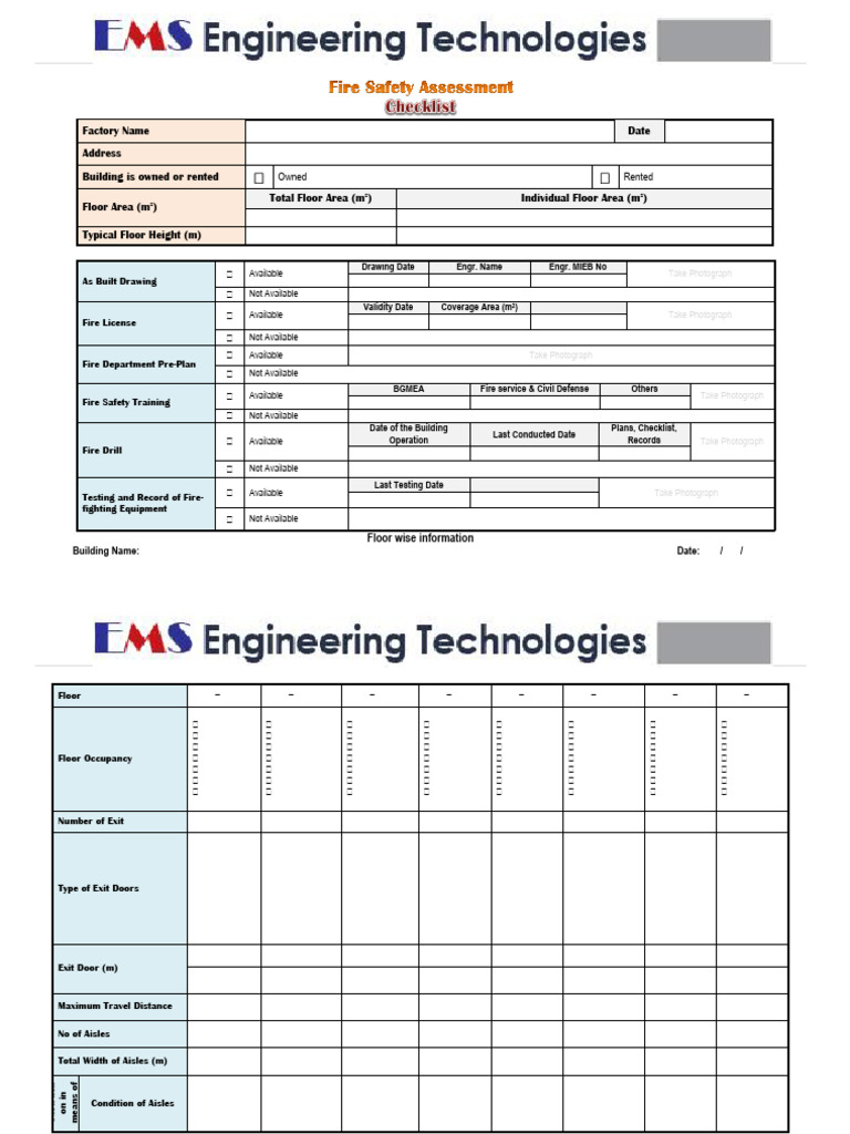 5. Checklist Fire Safety Assessment | PDF | Stairs | Building Engineering