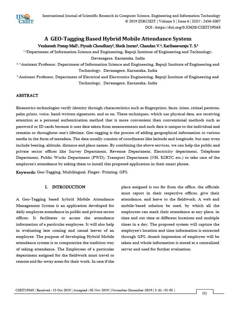 Geo-Tagging Hybrid Mobile Attendance System | PDF | Fingerprint ...