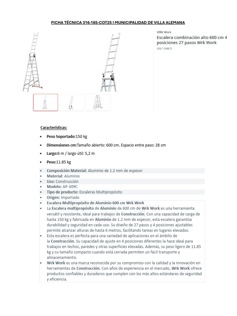 FICHA TÉCNICA Escalera | PDF