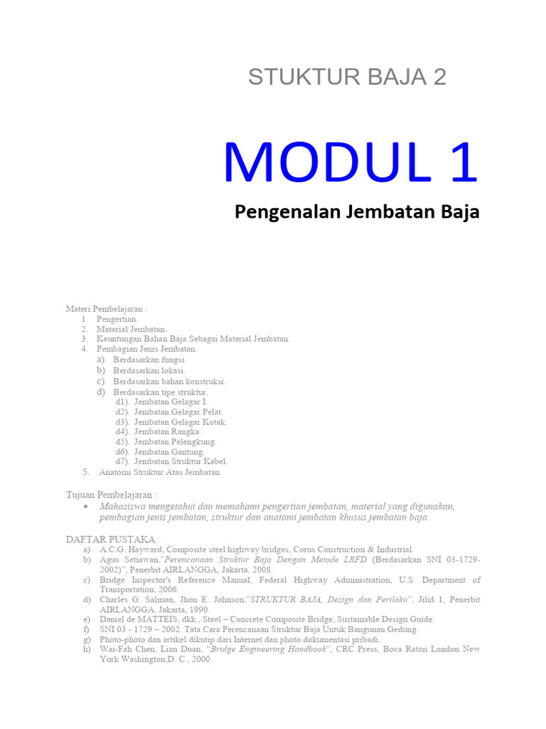 Modul 1 Pengenalan Jembatan Baja | PDF