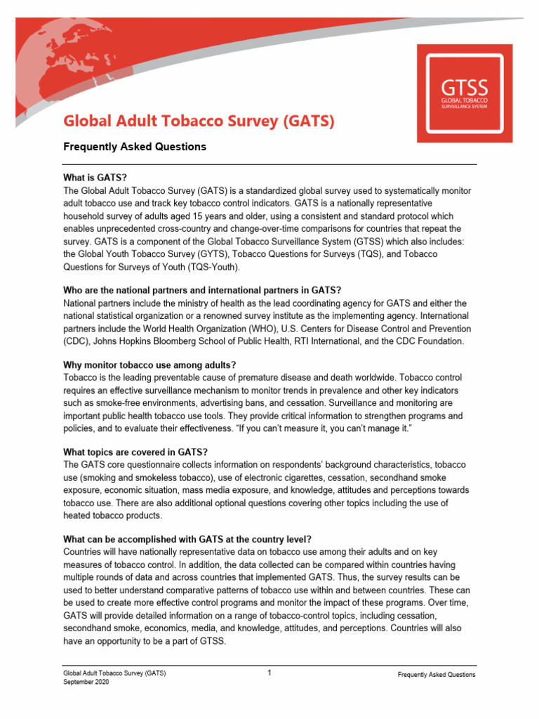 GATS Implementation Instructions FAQ | PDF | Tobacco Smoking | Addiction