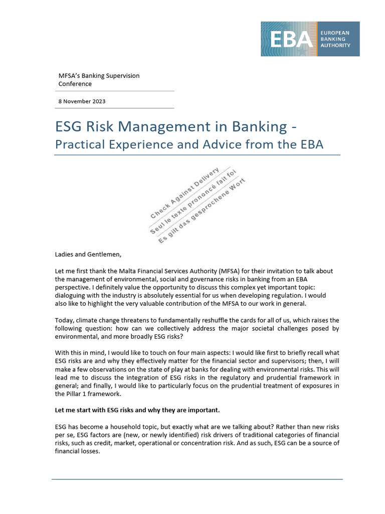 ESG Risks in Banking: Key Insights | PDF | Risk | Sustainability