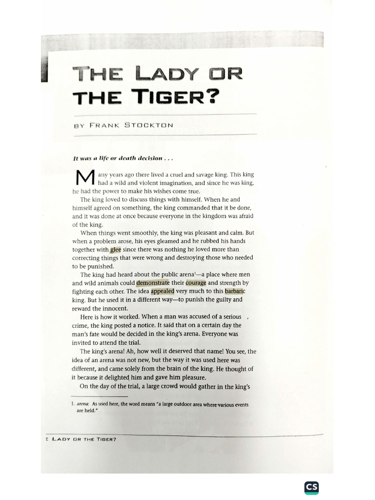 The Lady or The Tiger | PDF