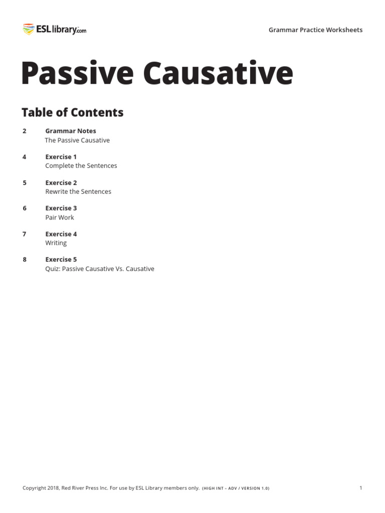 88 Passive-Causative US Student | PDF | Grammatical Tense | Verb