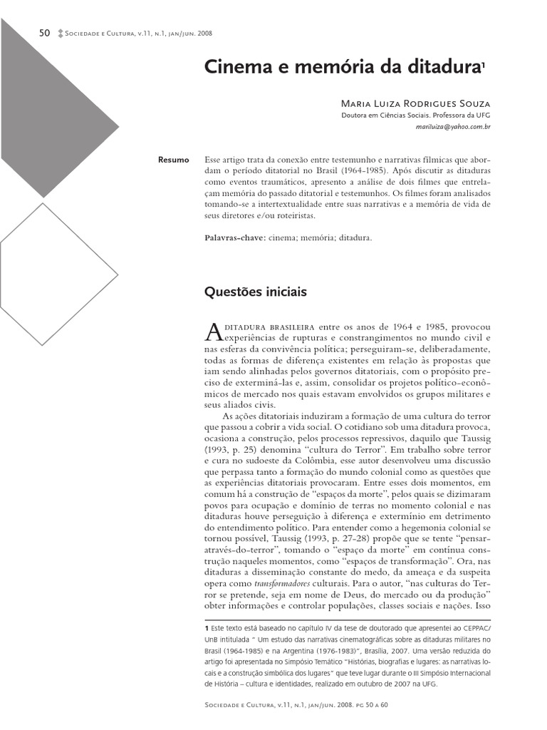 Cinema e Memória Da Ditadura | PDF | Brasil | Experiência