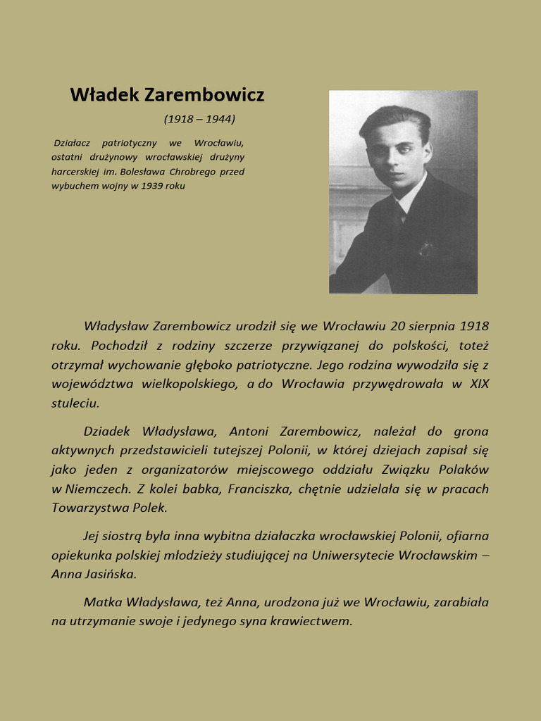 Wladek Zarembowicz Zyciorys | PDF