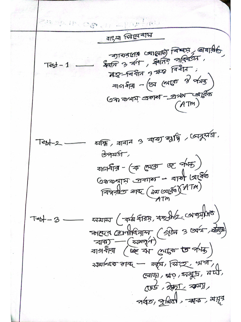 Bangla Grammar Syllabus | PDF