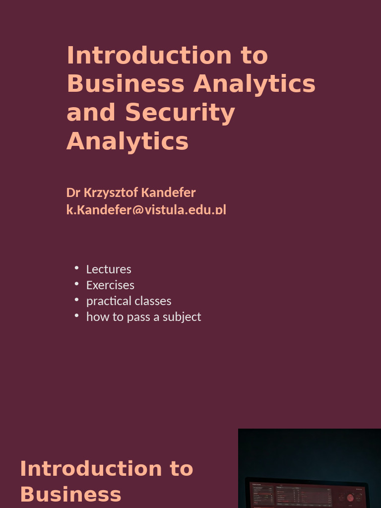 1 Introduction To Business Analytics and Security Analytics | PDF | Analytics | Computer Security