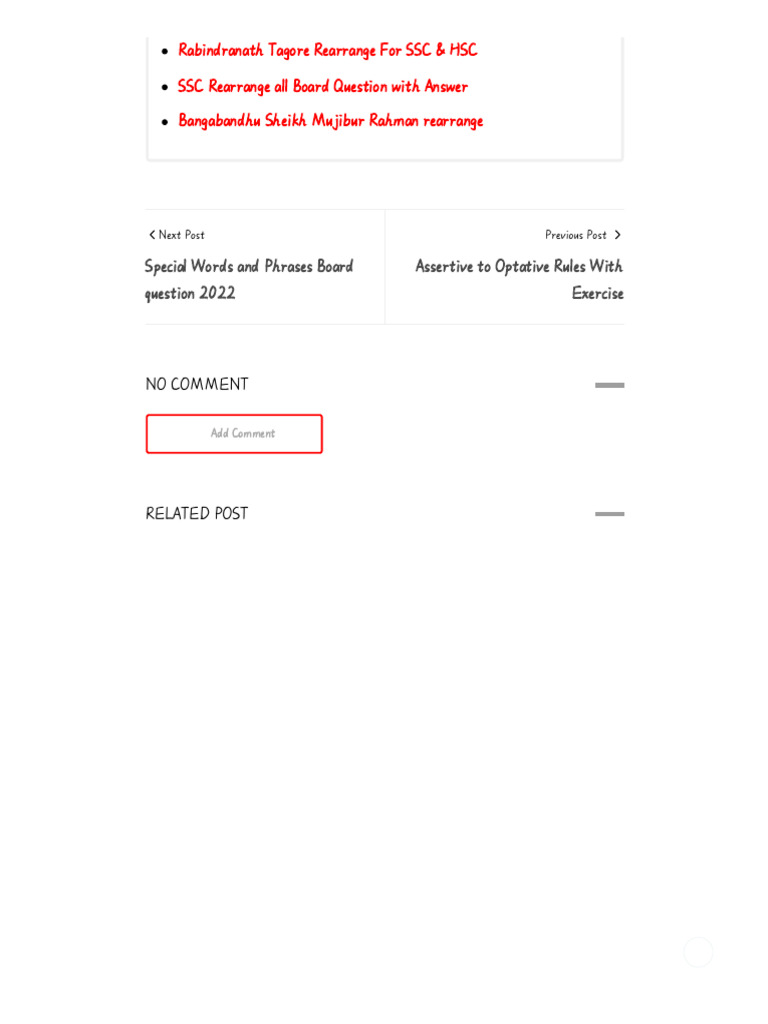 SSC Rearrange Board Question 2024 - English Learning Notes | PDF