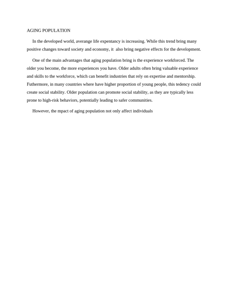 Benefits and Challenges of Aging Population | PDF