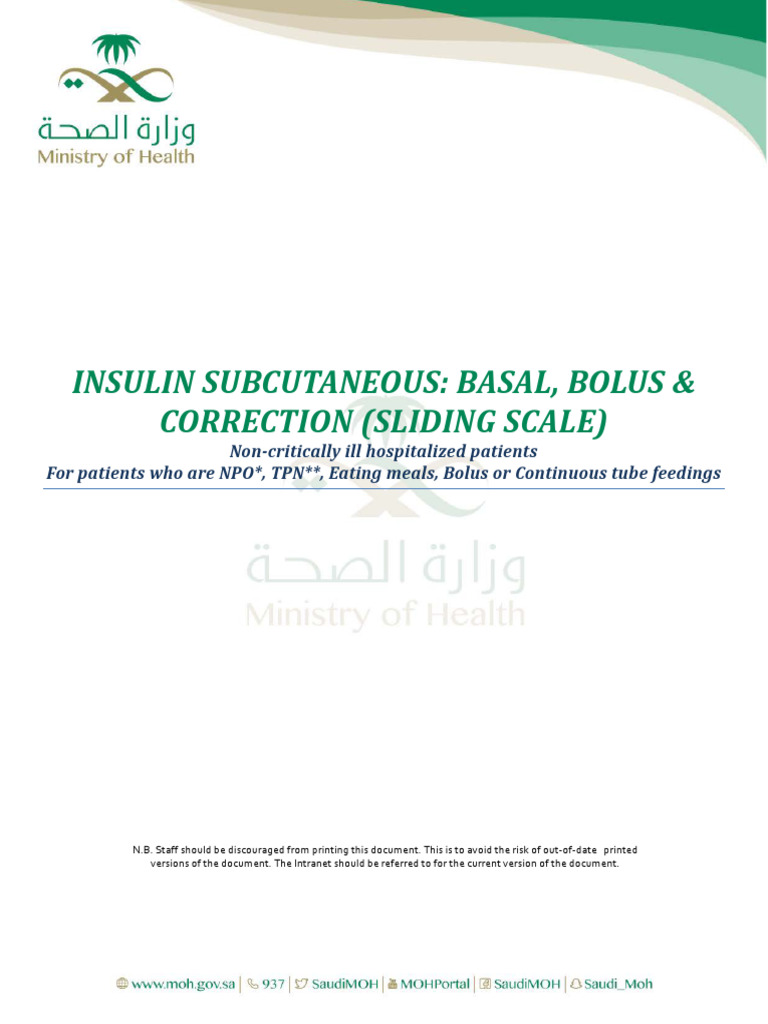 INSULIN_SUfBCUTANEOUS_BASAL_BOLUS_and_CORRECTION_(SLIDING_SCALE) | PDF ...