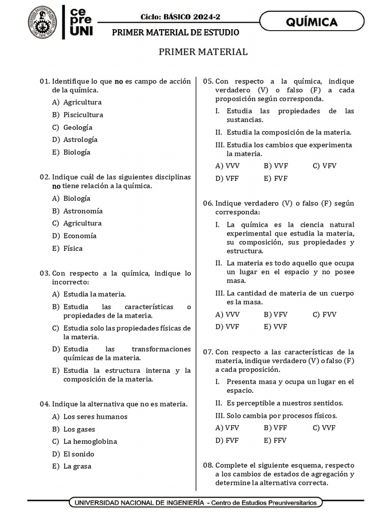 QU_BAS_MAT01_2024_2_corregido_coordinacion (1) | PDF | Neutrón | Isótopo