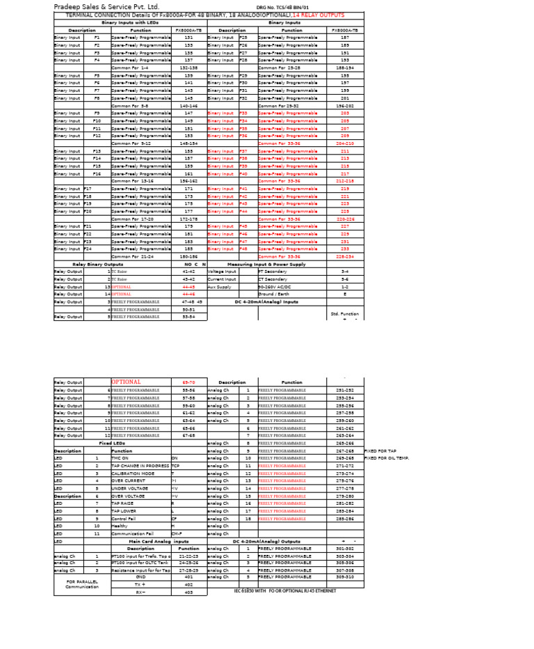 Fx8000A CONNECTION For FX - 8000A - (48 Binary), 18 ANALOG, 14 RELAY - 1 | PDF | Power Supply ...