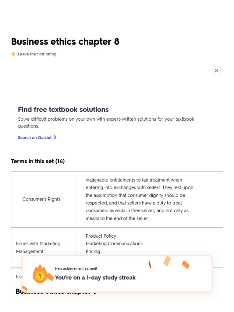 Business Ethics Chapter 8 Flashcards - Quizlet | PDF | Marketing | Pricing