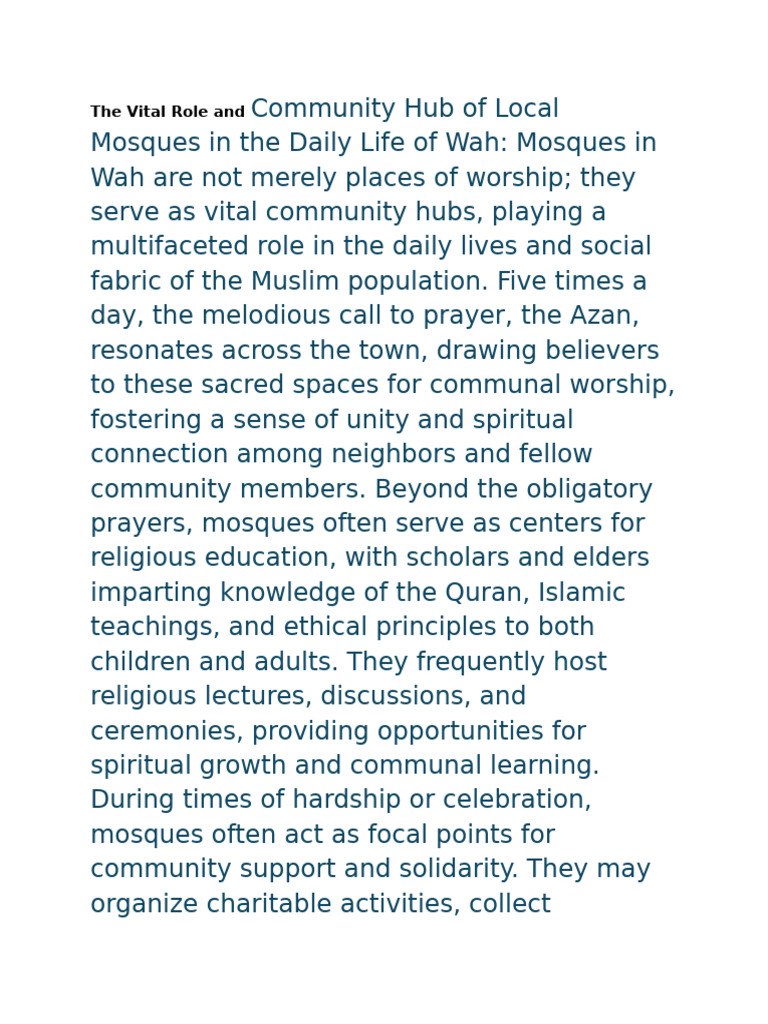 The Vital Role and Community Hub of Local Mosques in the Daily Life of ...