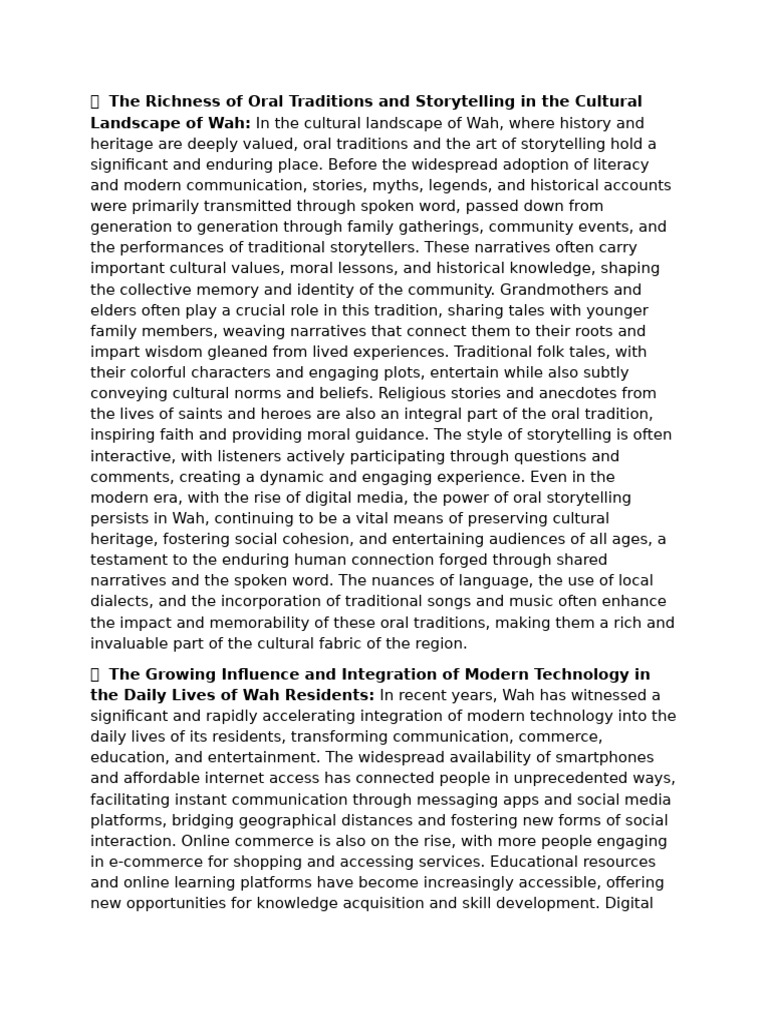 The Richness of Oral Traditions and Storytelling in The Cultural ...
