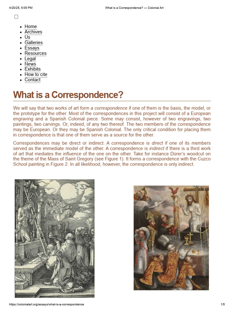 What Is A Correspondence - Colonial Art | PDF | Albrecht Dürer | The Arts