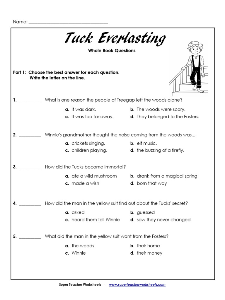 Tuck Everlasting Whole Book Questions JBEPL | PDF