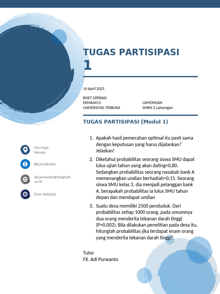 1.2 Tugas Partisipasi 1 Riset Operasi | PDF