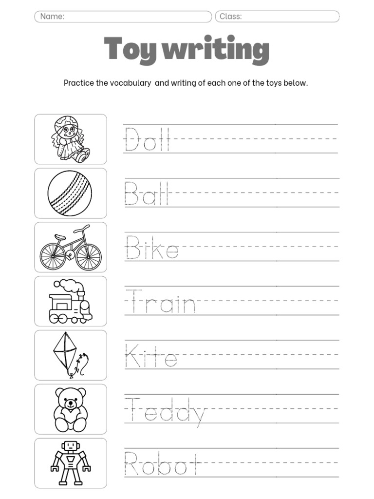 Toy Vocabulary Practice | PDF