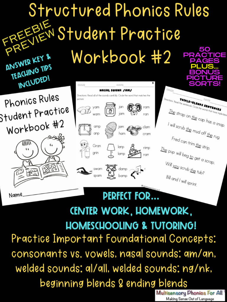 FREEBIEPREVIEWStructuredPhonicsRulesStudentPracticeWorkbook2OGaligned 1 ...