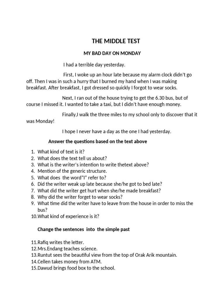 The Middle Test | PDF