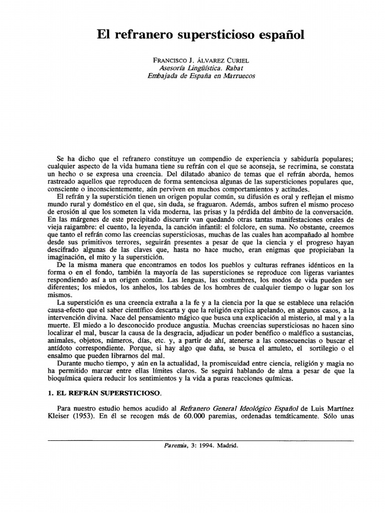 Refranes Supersticiosos | PDF