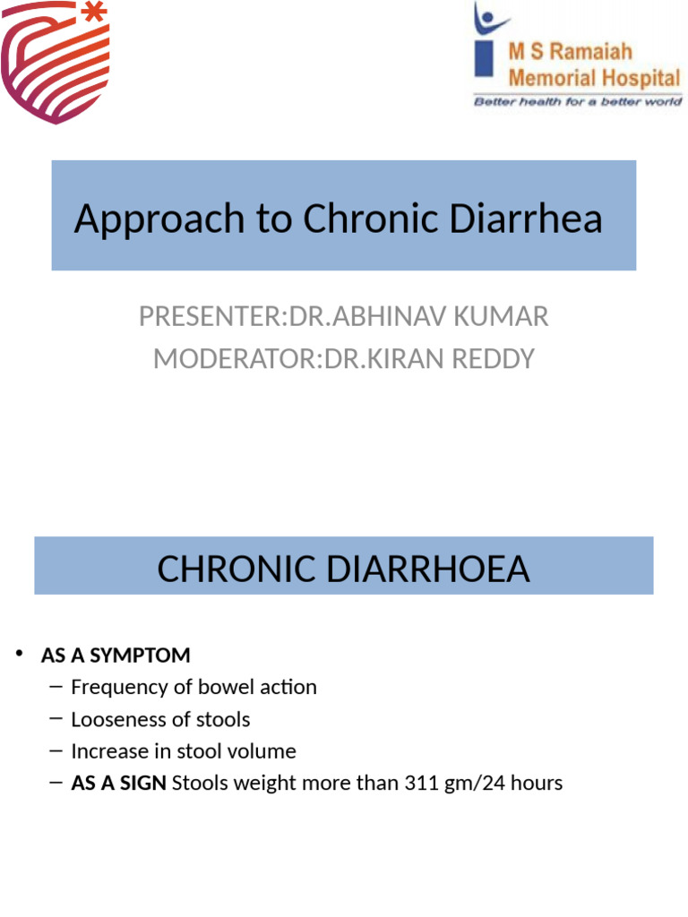 Approach To Chronic Diarrhoea | PDF | Diarrhea | Crohn's Disease