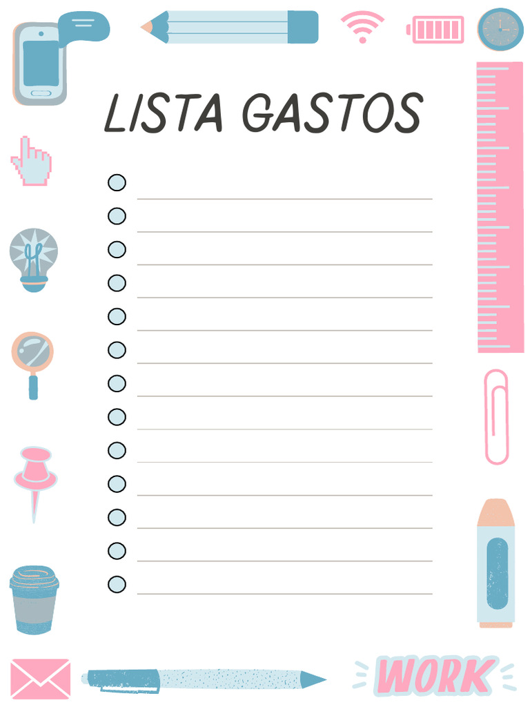 Documento A4 Check List Oficina Ilustrado Rosa y Azul | PDF